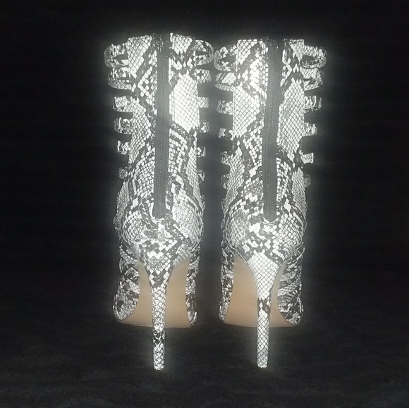 Shoes | White Snakeskin Cage Stilettos | Poshmark